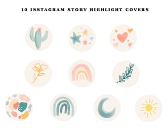 12 Instagram Story Highlight Cover Icons Watercolor Boho | Etsy
