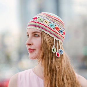 Boho Crochet Hat Written Pattern - Color Mix Beanie Crochet Pattern ...