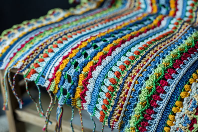 Colorful Crochet Scarf Pattern Written Pattern and Video - Etsy