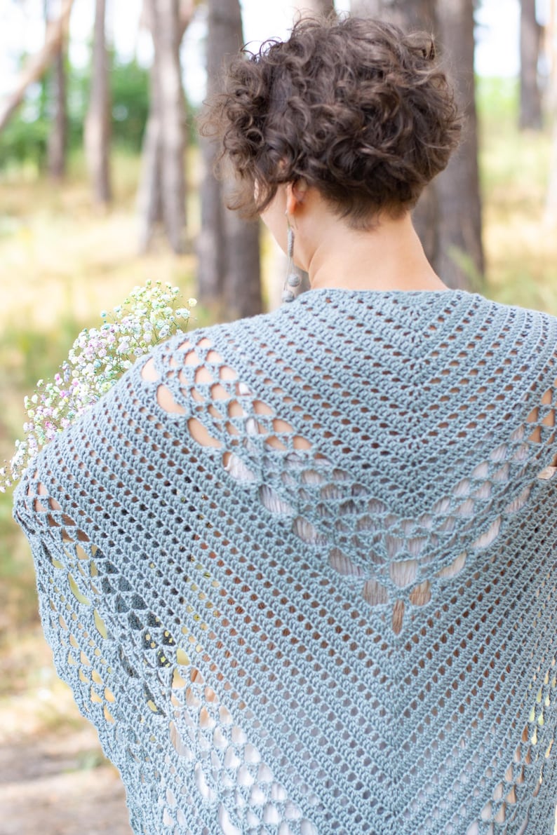 Lacy Crochet Shawl Pattern: Quiet Morning Airy Triangle Scarf Wrap in ...