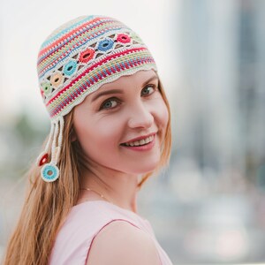 Boho Crochet Hat Written Pattern - Color Mix Beanie Crochet Pattern ...