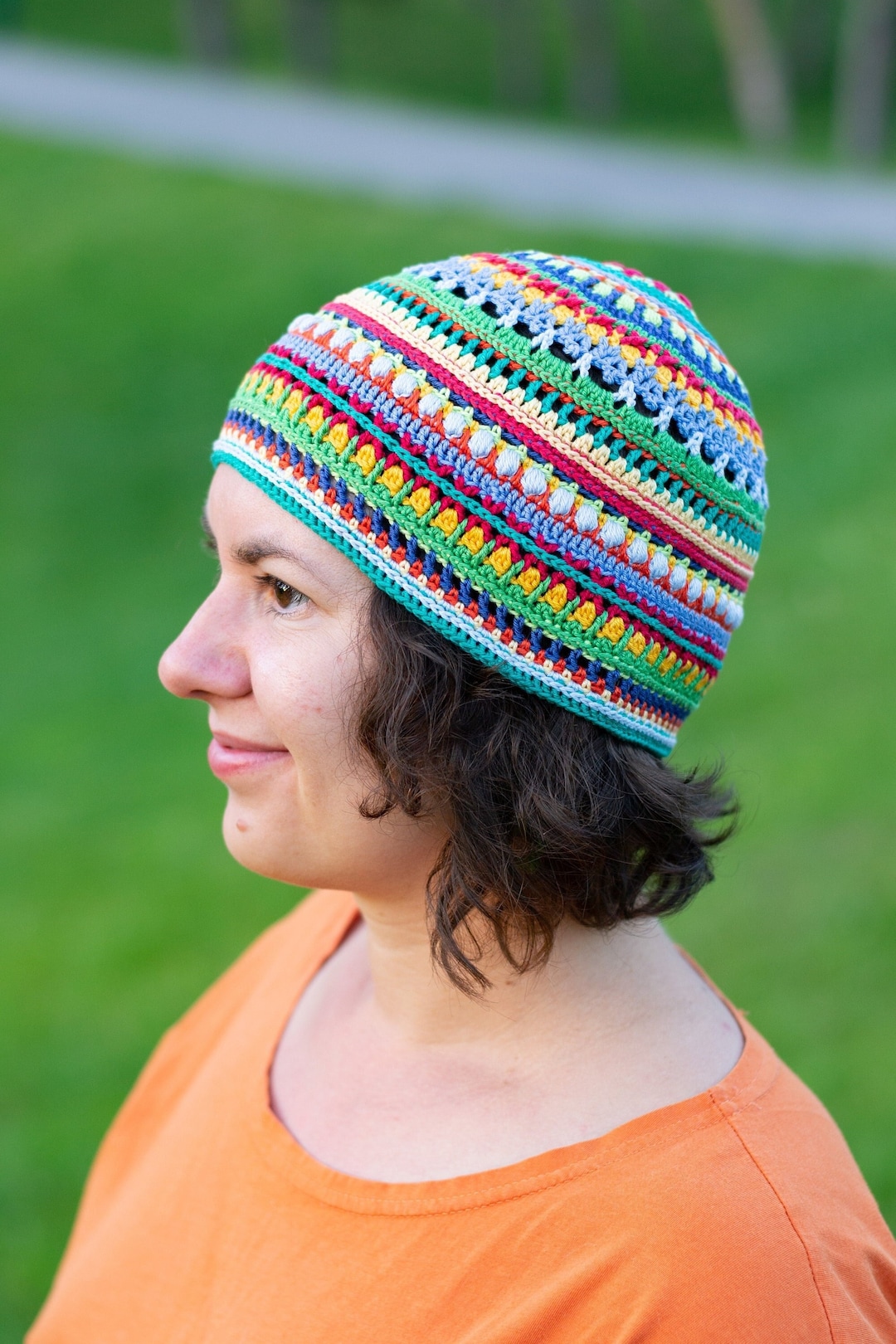 Cozy Cotton Yarn Beanie, Unique Design of Unisex Striped Hat for Men ...