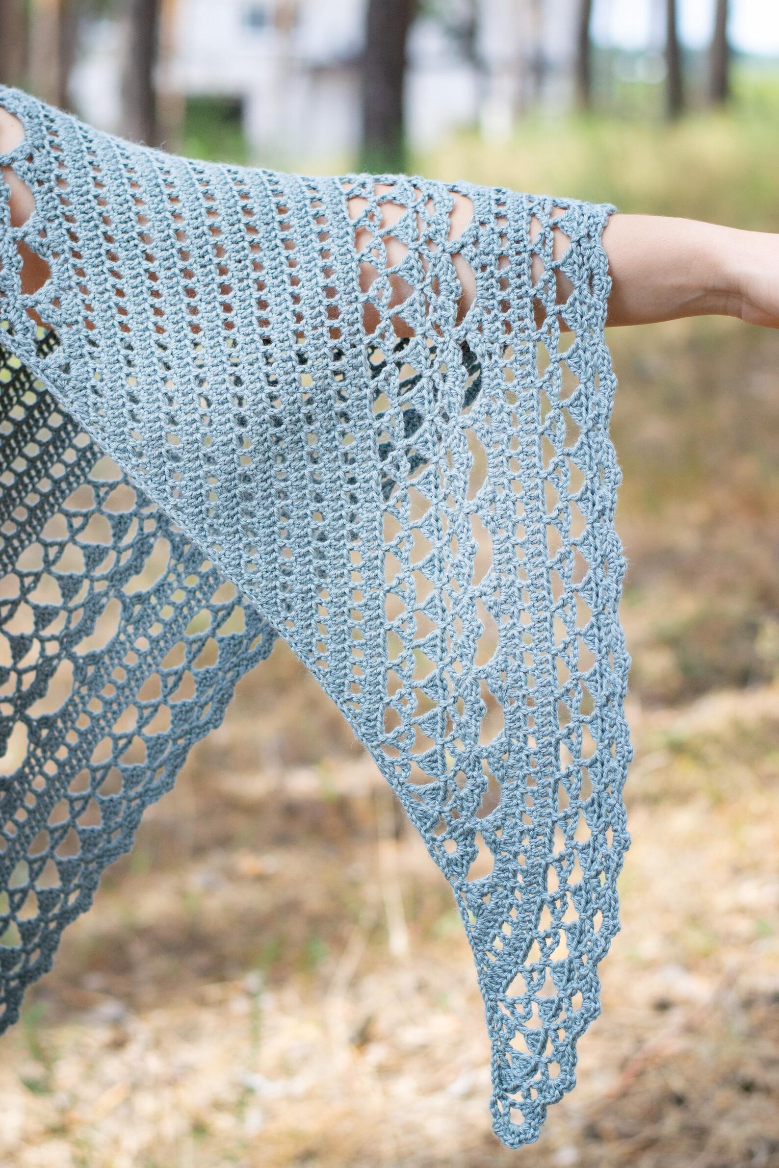 Lacy Crochet Shawl Pattern: Quiet Morning Airy Triangle Scarf Wrap in ...