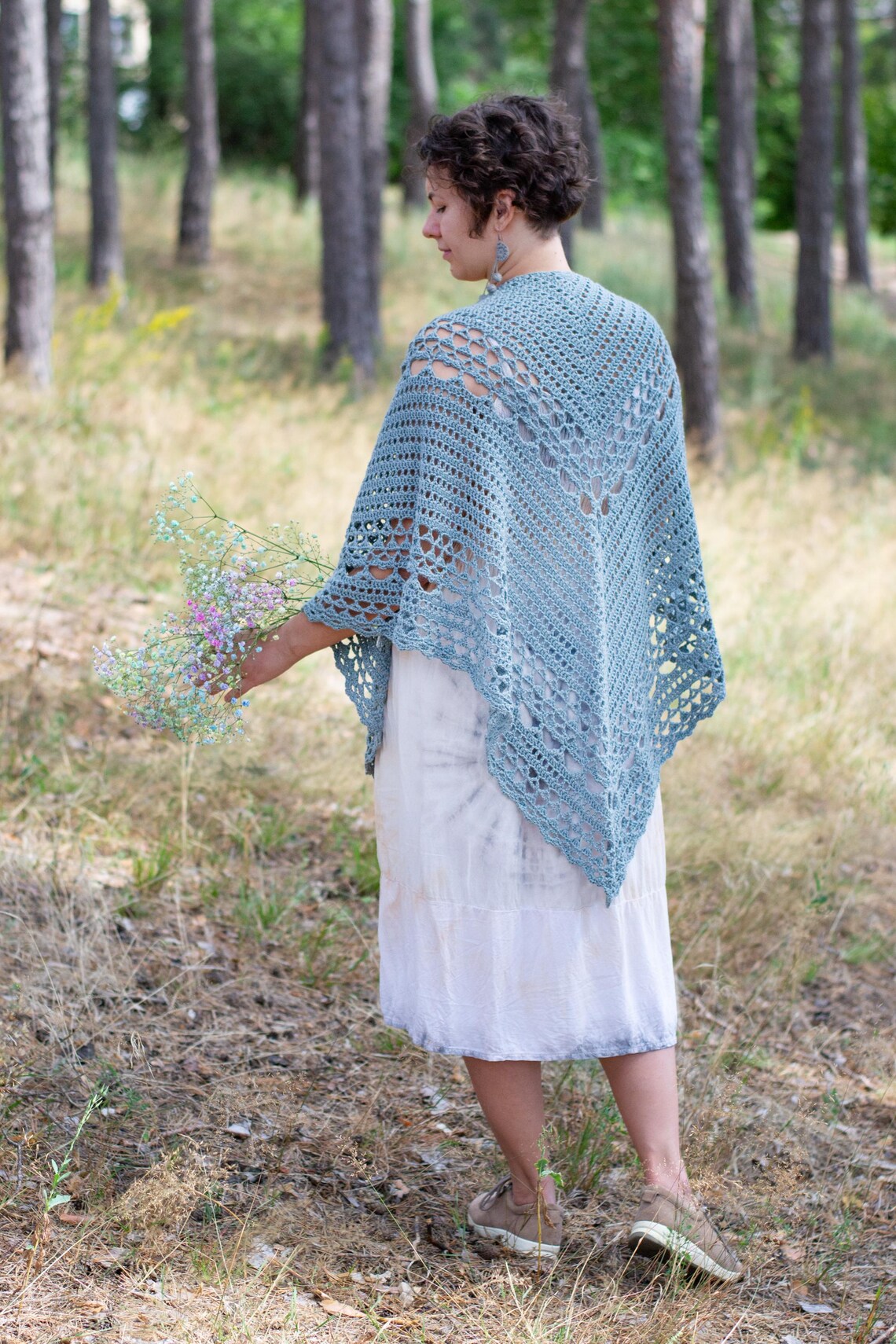 Lacy Crochet Shawl Pattern: Quiet Morning Airy Triangle Scarf Wrap in ...