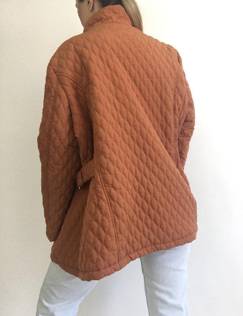 Vintage Quilted Puffer Jacket, 90s Sporto Burnt Orange Jacket Size 1x ...