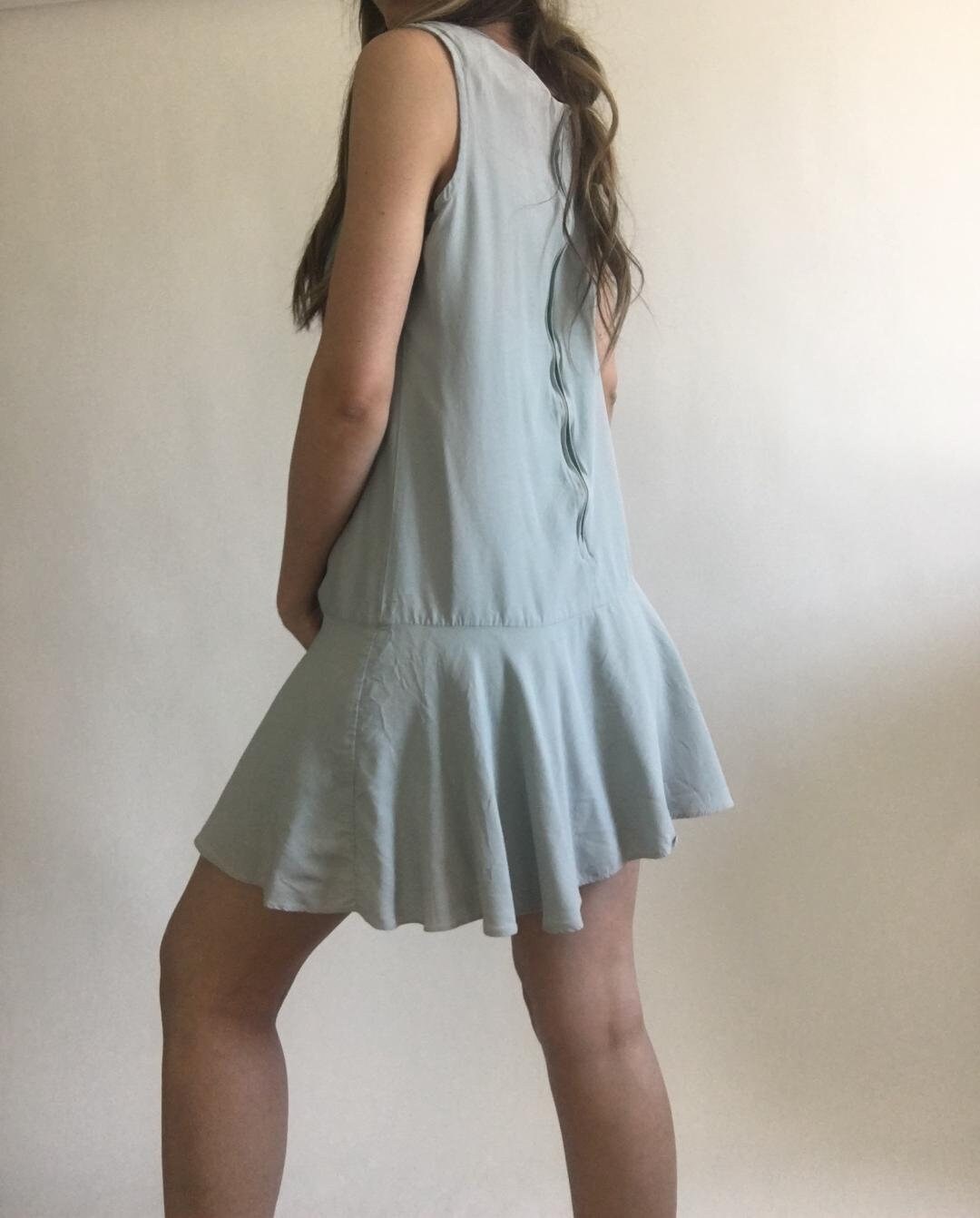 80's, 90's Flapper Inspired Dress, Baby Blue Dress Size Petite 12 ...