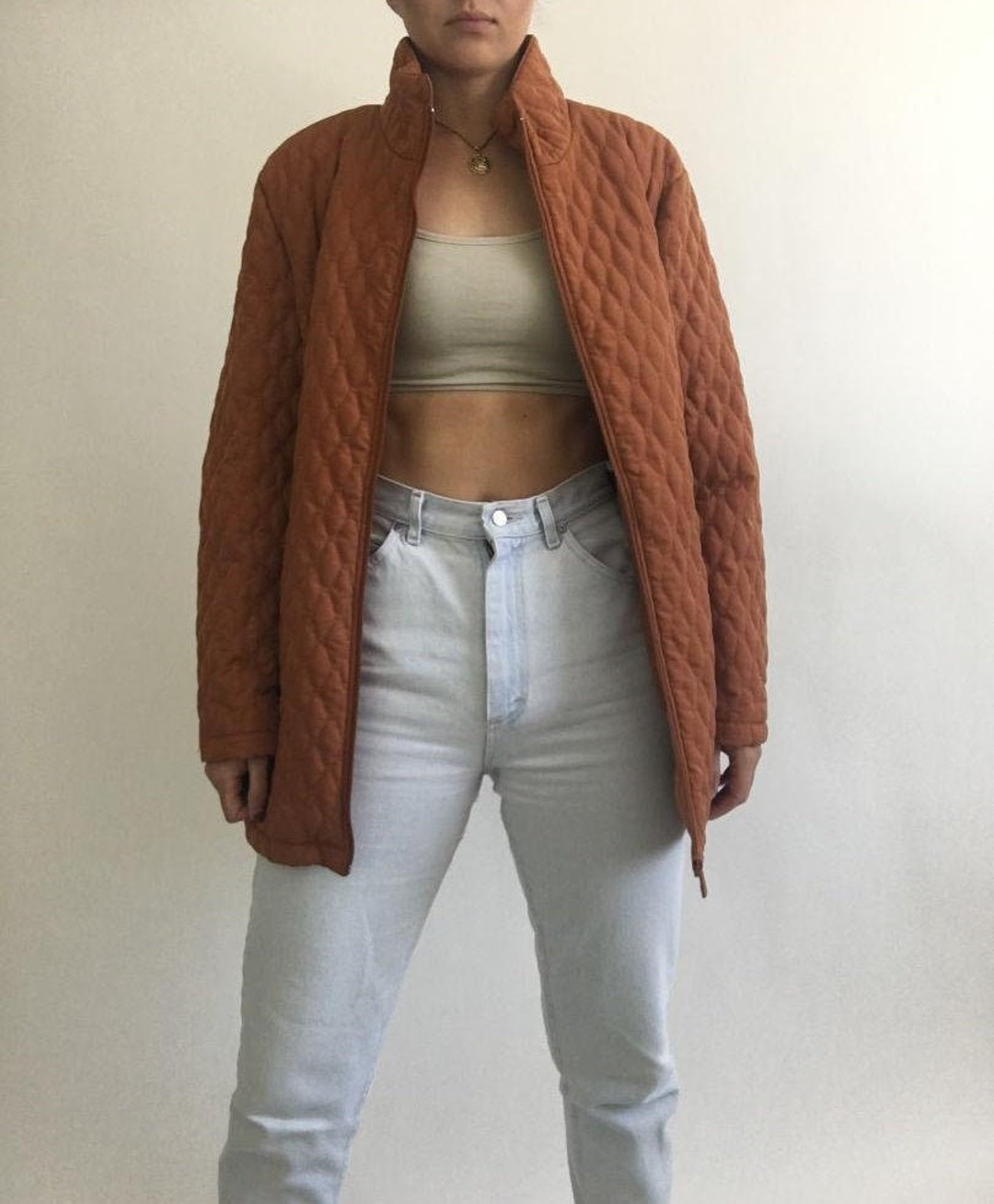 Vintage Quilted Puffer Jacket, 90s Sporto Burnt Orange Jacket Size 1x ...