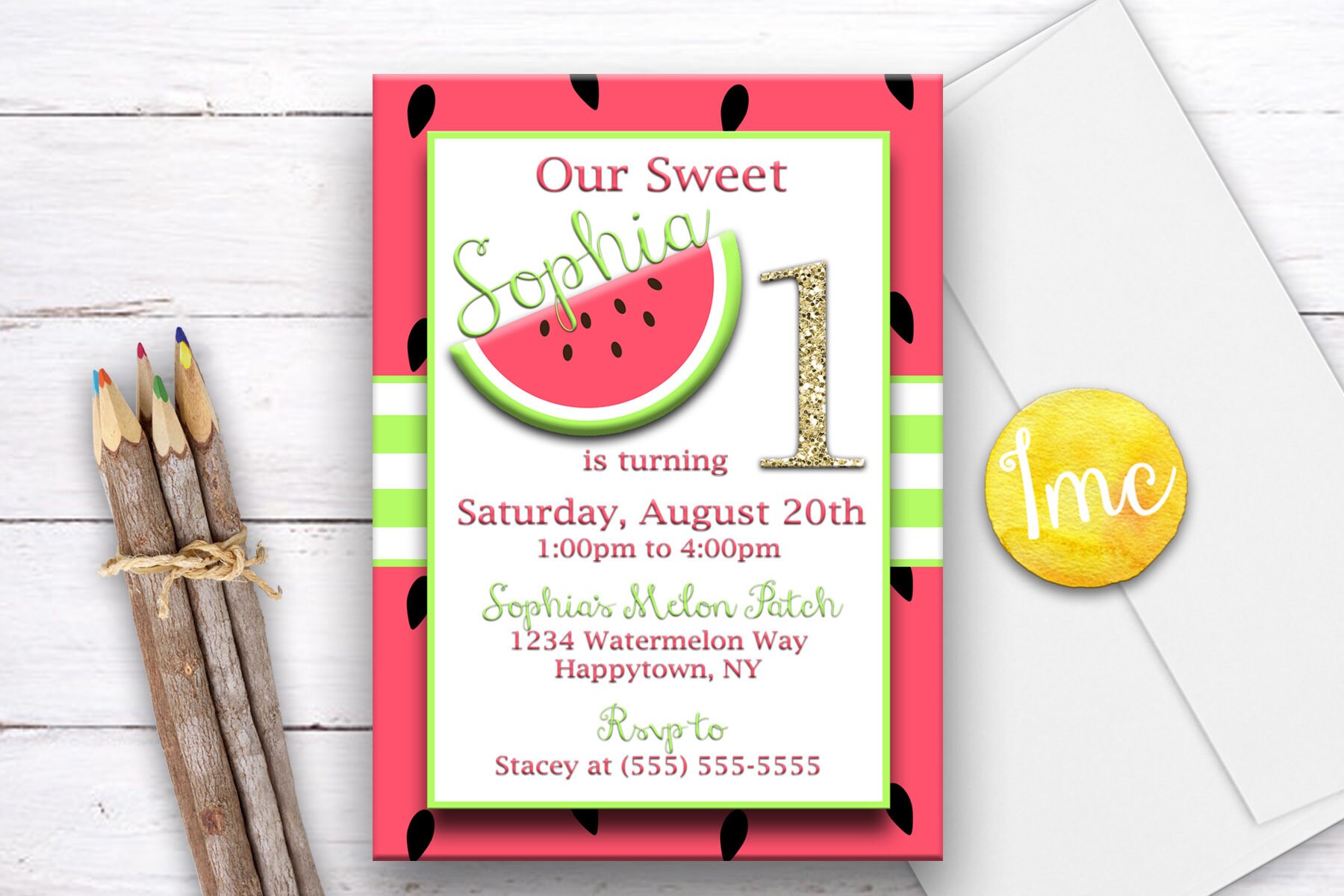 Watermelon Invitation Watermelon Birthday Invitation Melon | Etsy