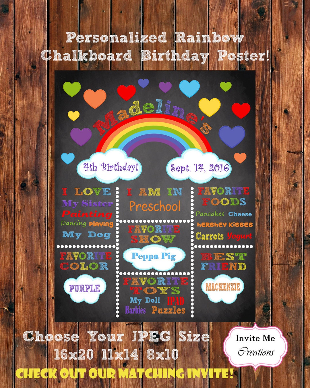 Rainbow Poster, Rainbow Birthday Poster, Chalkboard Poster ...