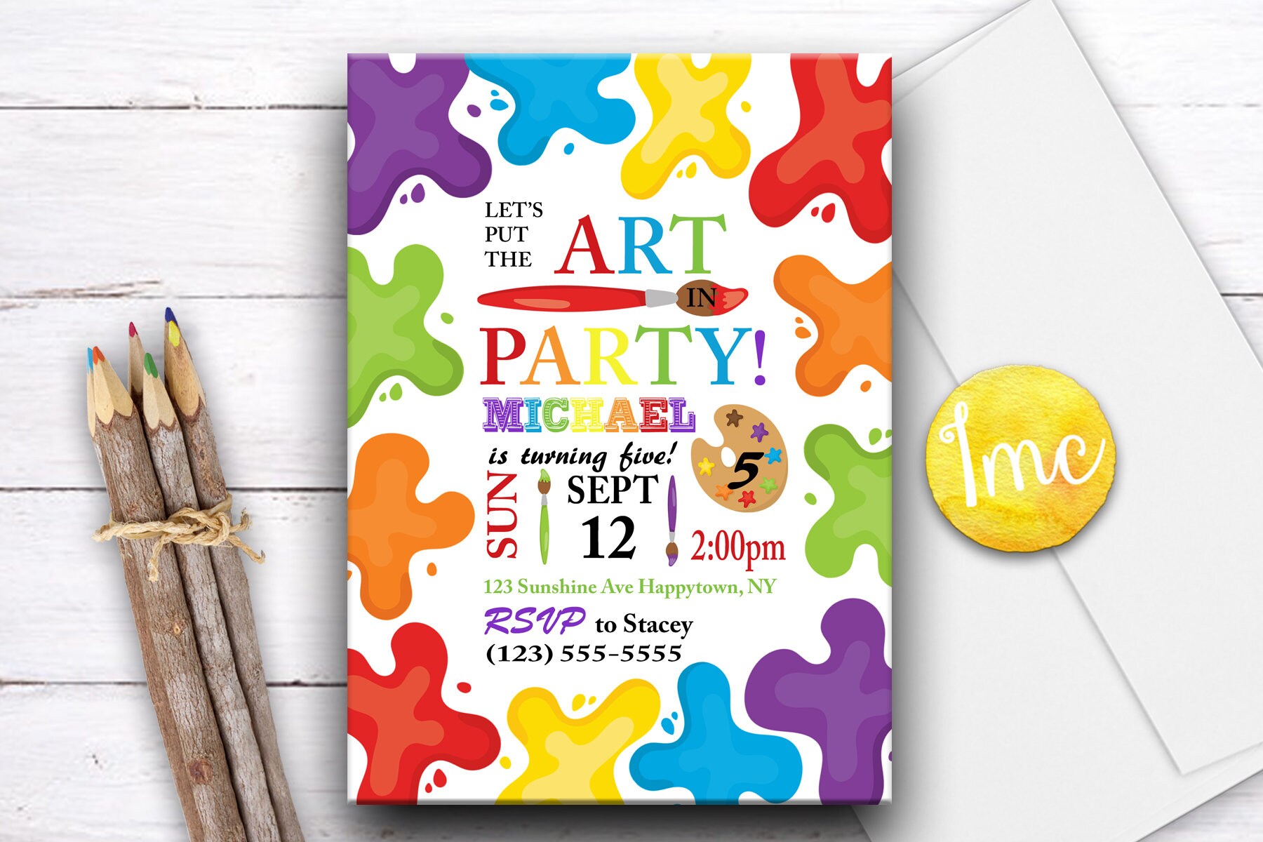Painting Birthday Invitation, Paint Invite, Art Invite, Art Party ...