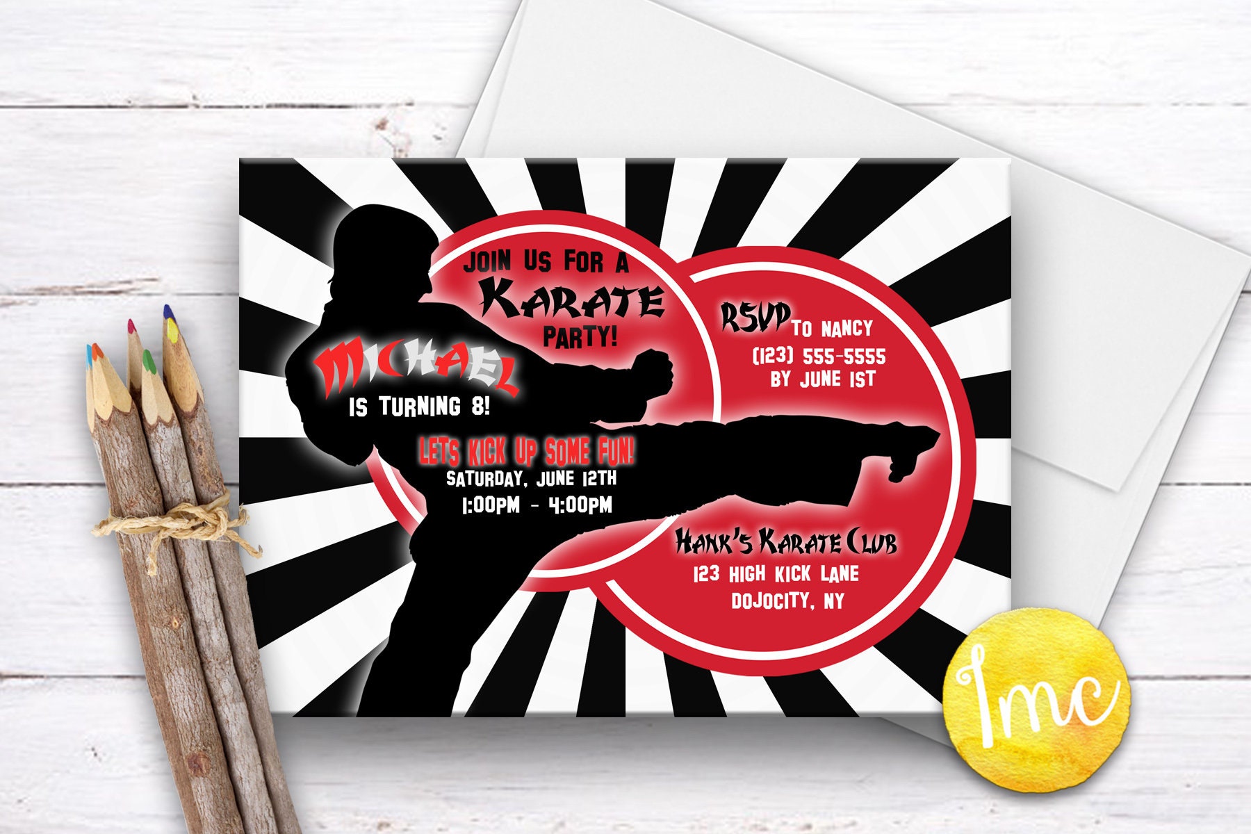 Karate Birthday Invitation Karate Invite Ninja Invitation | Etsy