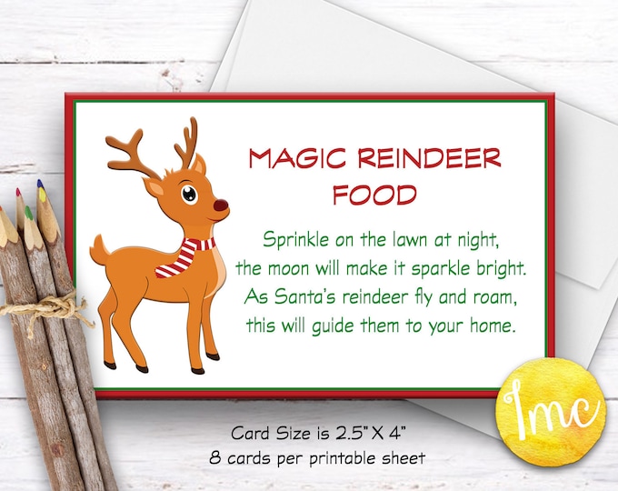 Magic Reindeer Food Label, INSTANT DOWNLOAD, Printable, Reindeer Food ...