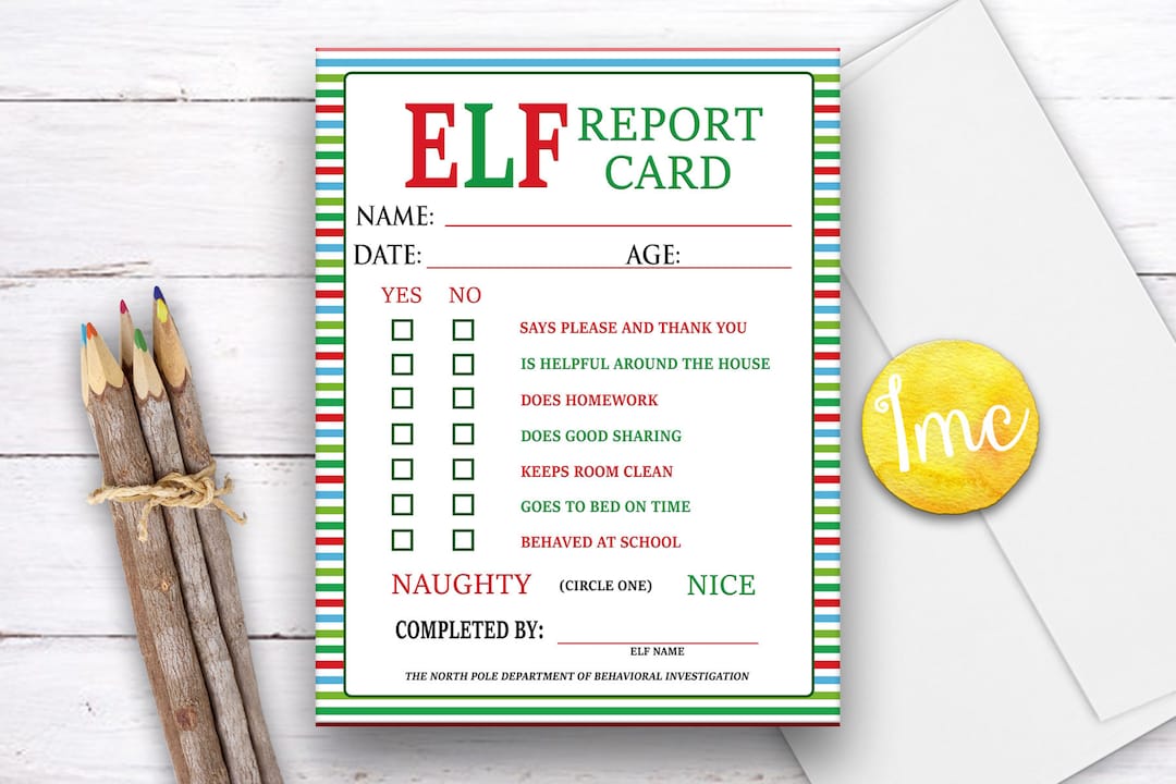 Elf Report Card Letter, Holiday Letter, Naughty Nice Letter, Elf ...