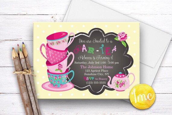 Tea Party Invitation Tea Party Invite Tea Pot Invitation | Etsy