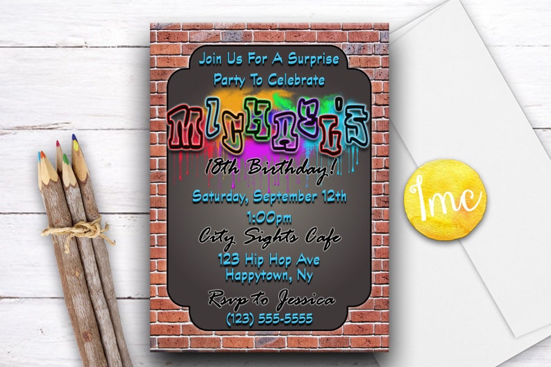 Graffiti Invitation, Graffiti Invite, Spray Paint Invite, Paint Invite ...