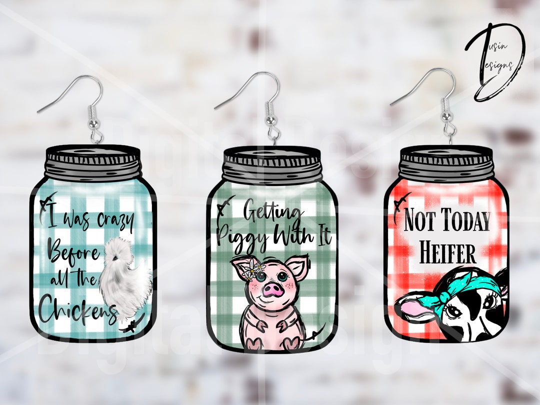 Mason Jar PNG, Floral Mason Jar, Mason Jar Earrings PNG, Mason Jar ...