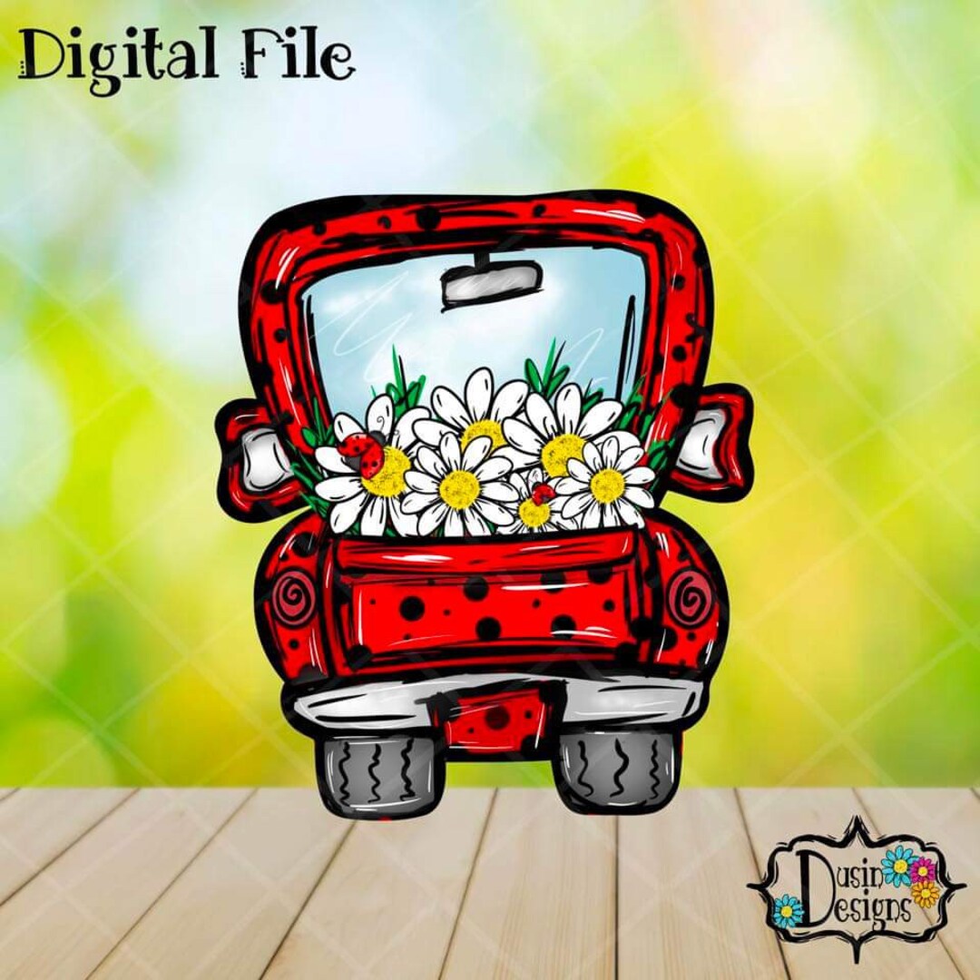 Back of Truck PNG, Truck Badge Reel, Ladybug and Daisy Png, Ladybug ...