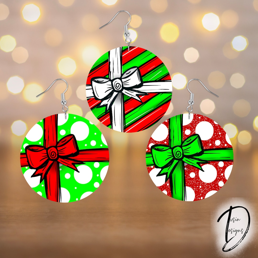 Round Christmas PNG, Christmas Round, Christmas Present Earring, Round ...