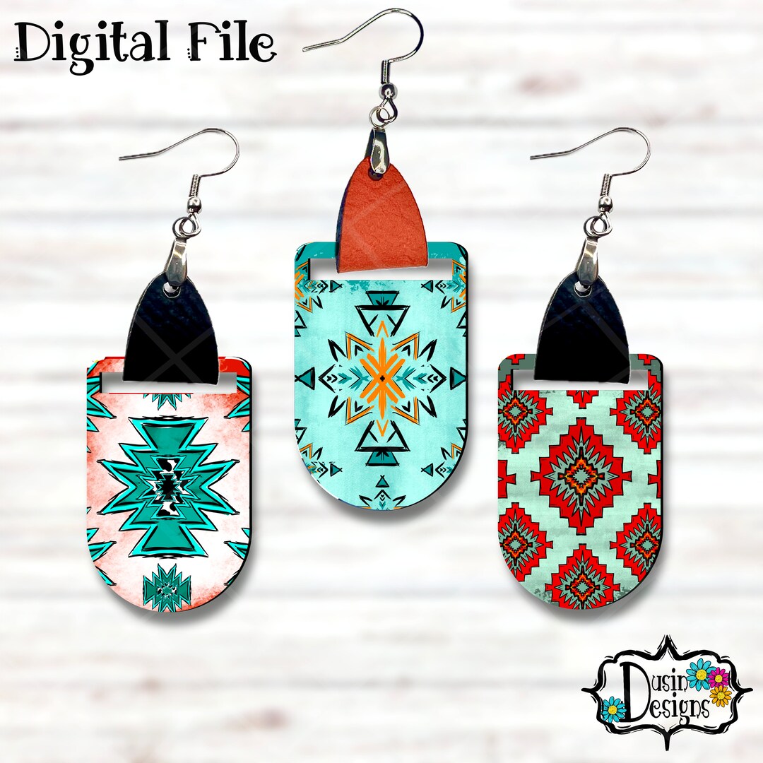 Oval Faux Leather Earring Png, Western Earring, Western Pattern PNG, - Etsy