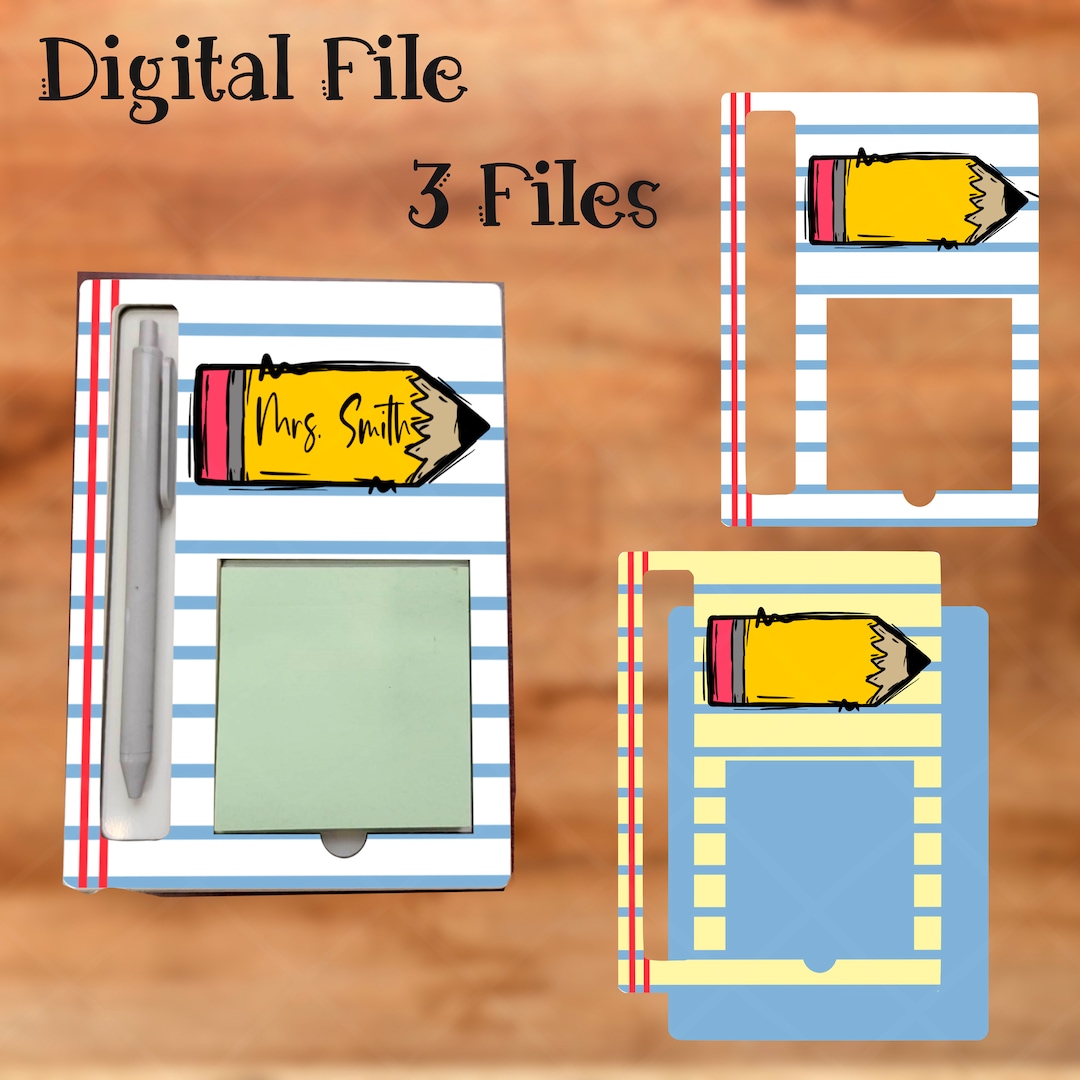 Sticky Note Holder With Pen Holder PNG, Yellow Sticky Note Holder Png ...