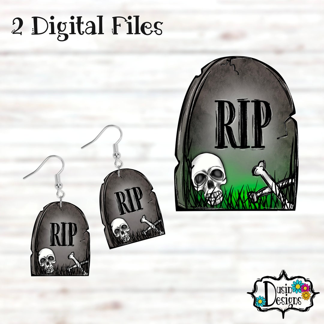 Tombstone PNG, RIP Earrings, Gravestone Badge Reel, Gravestone PNG - Etsy