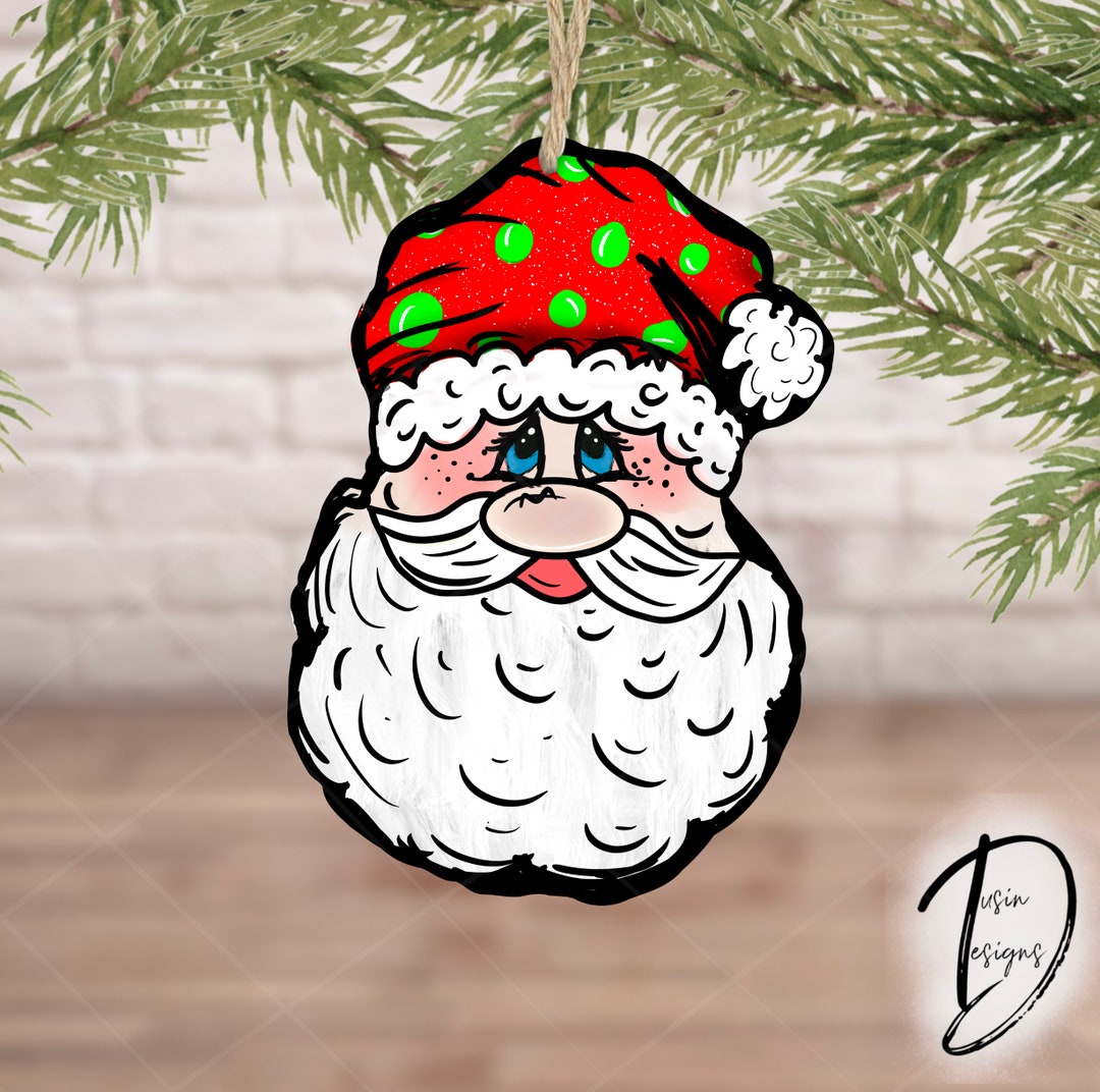 Polka Dot Santa Face PNG, Santa Face, Santa Head Ornament, Santa Door ...