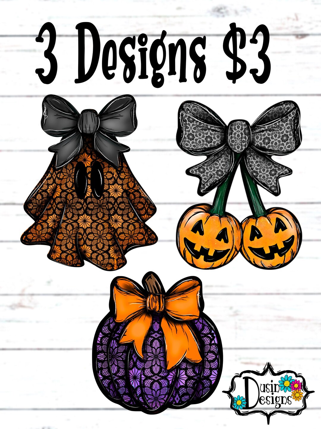Dollar Deal, Pumpkin With Bow PNG, Lace Ghost PNG, Halloween Cherry ...