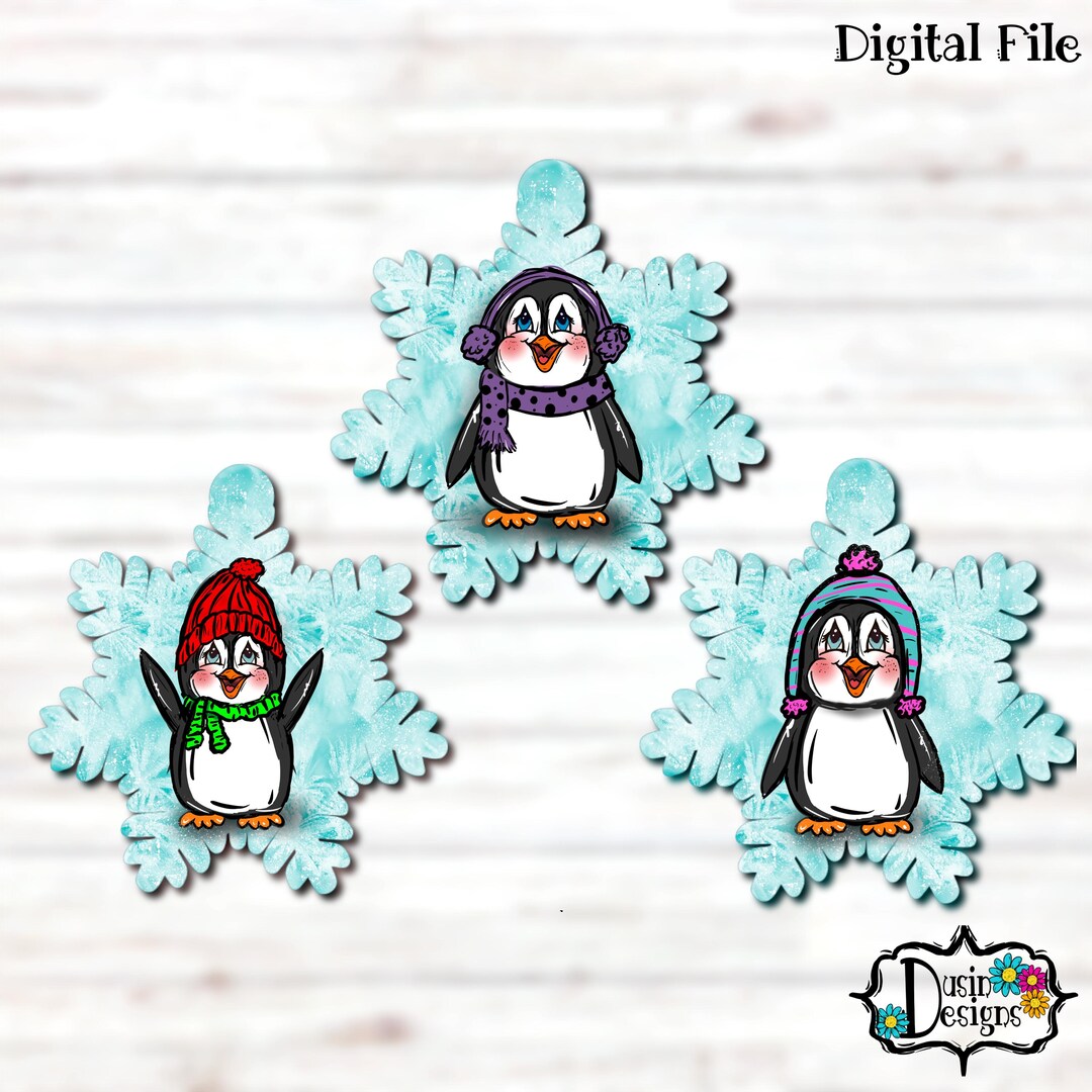 Snowflake Png,penguin Snowflake PNG, Penguin Earring PNG, - Etsy