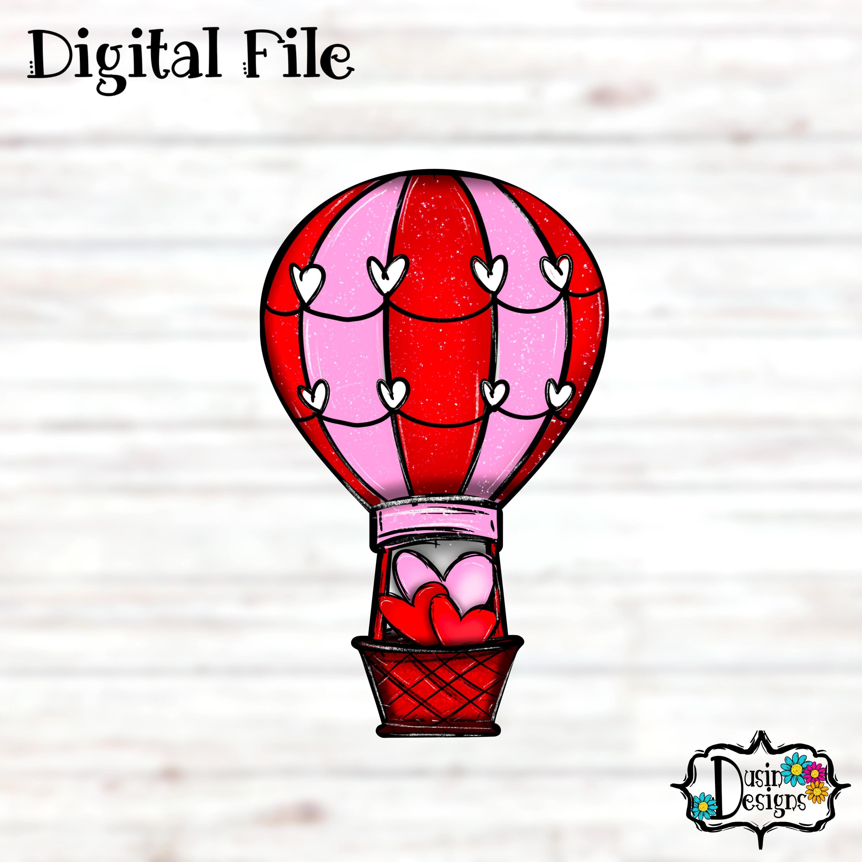 Valentines Day Hot Air Balloon PNG, Red and White Hot Air Balloon ...