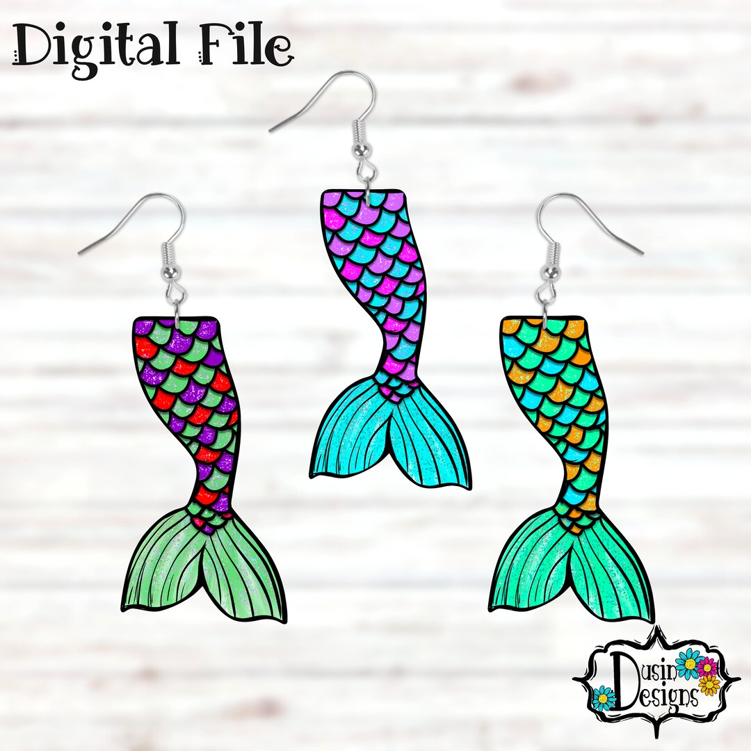 Mermaid Tale Png, Mermaid Tale Earring Png, Hand Drawn Mermaid Tale - Etsy