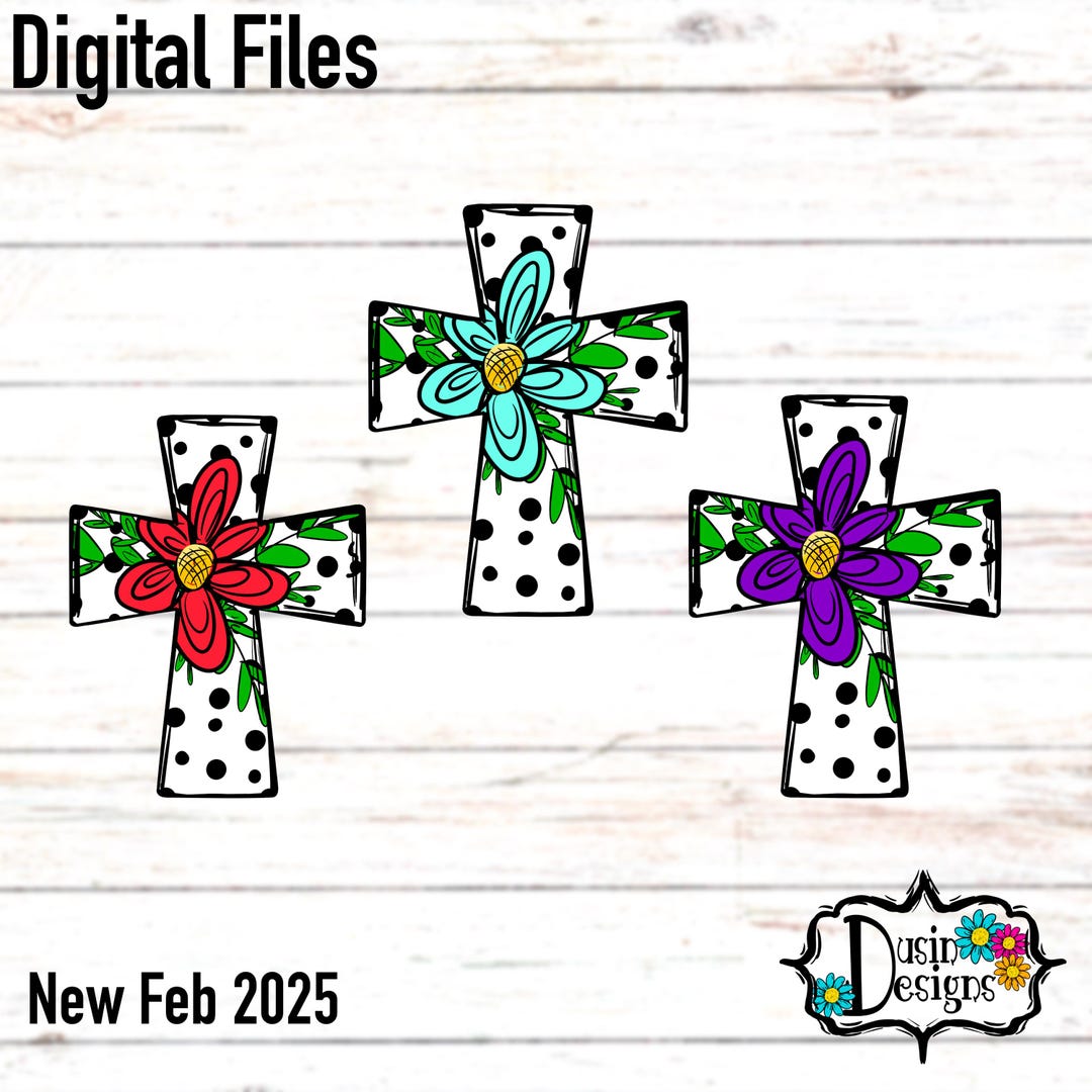 Cross PNG, Spring Flower Hand Drawn Cross, Cross Door Hanger, Floral ...