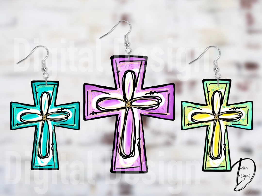 Cross Bundle PNG, Hand Drawn Across PNG, Cross Earrings, - Etsy