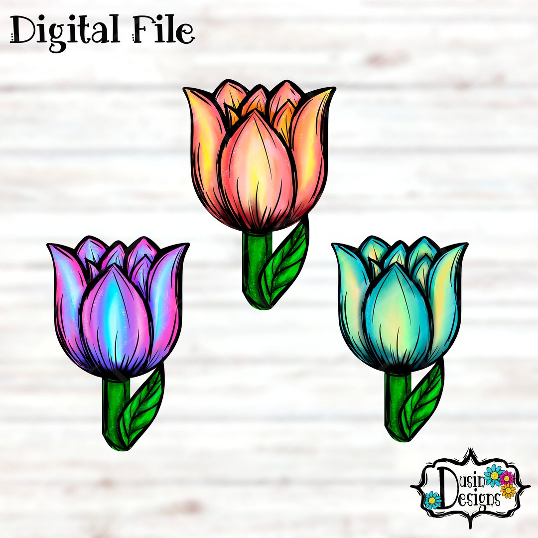 Watercolor Tulip PNG, Pink Tulip PNG, Yellow Tulip Earring PNG, Purple Tulip, Spring Design ...