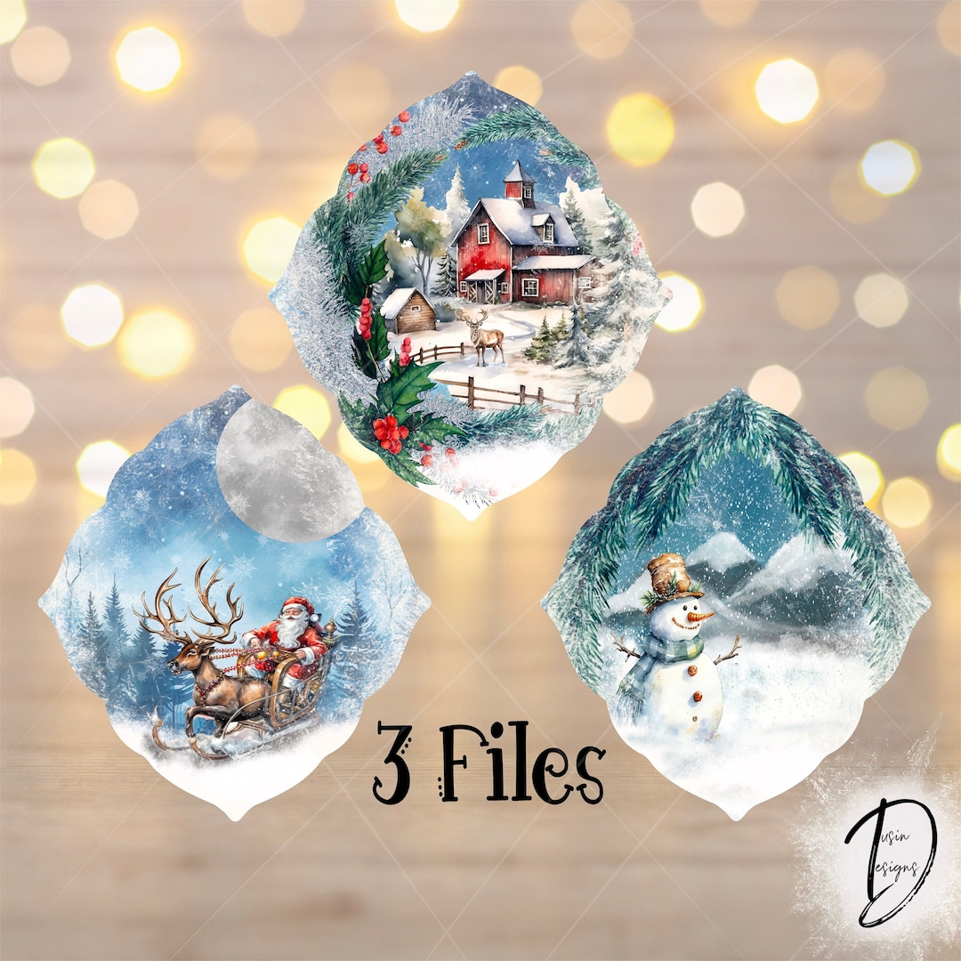 Fancy Diamond, Santa on Sleigh PNG, Snowy Scene, Snowman and Mountains ...