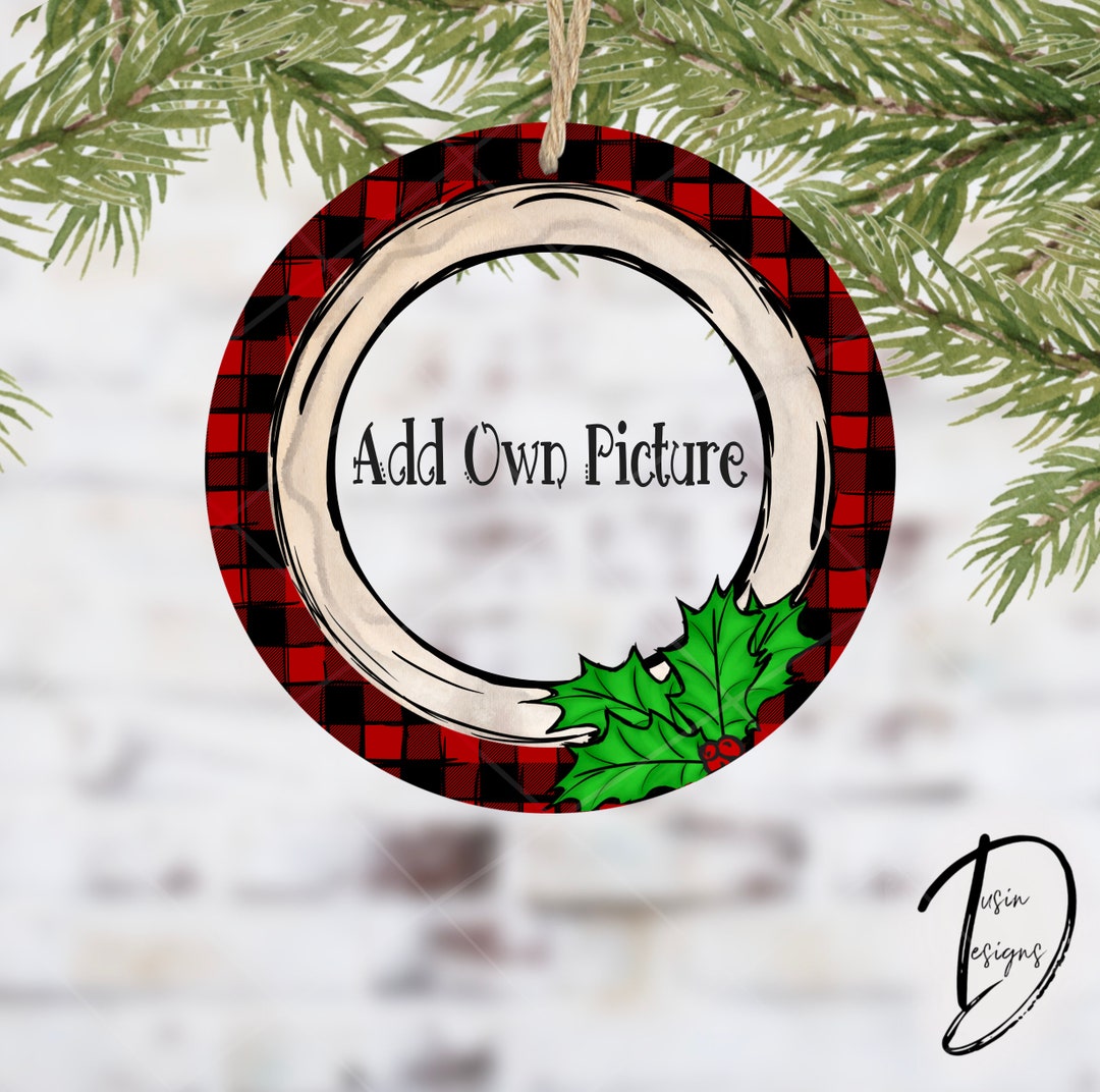 Round Christmas Design, Blank for Picture, Round Holly Design - Etsy
