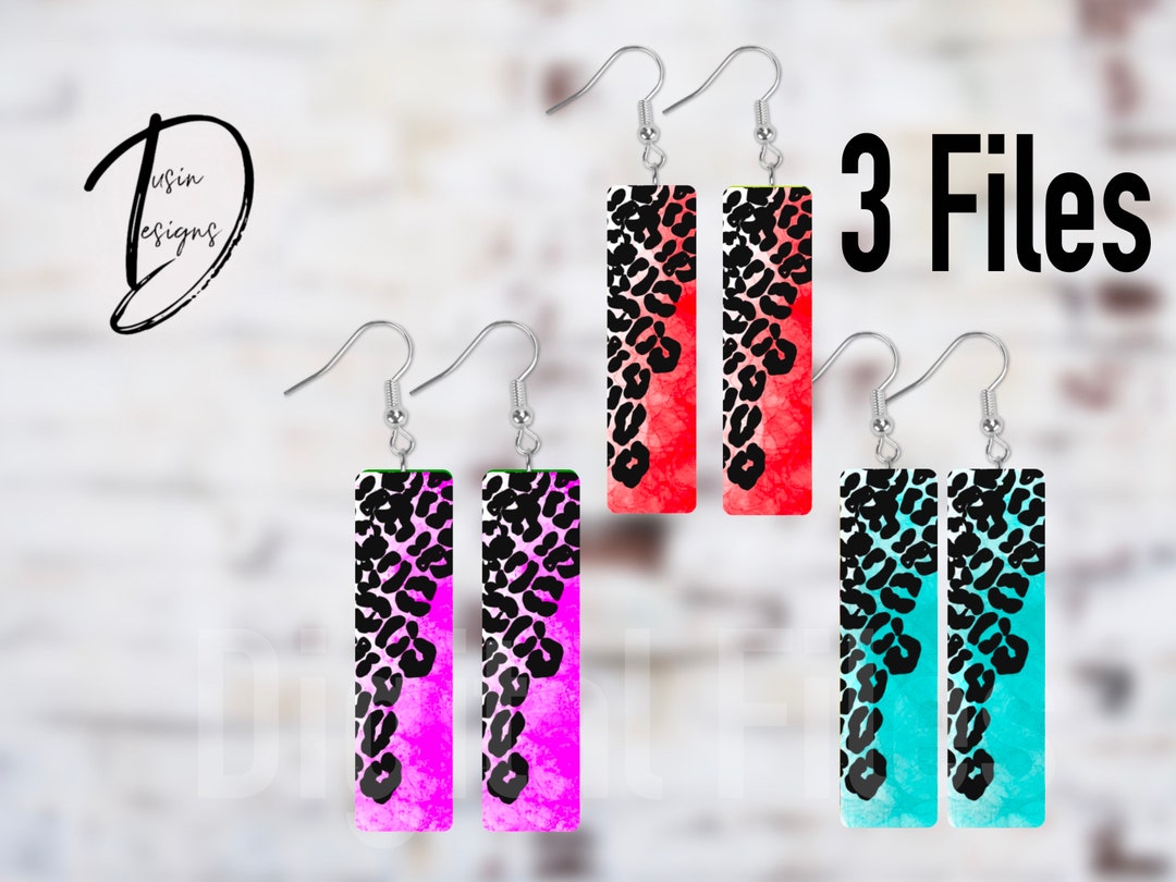 Leopard Print Bar Earring PNG, Bar Earring PNG Bundle - Etsy