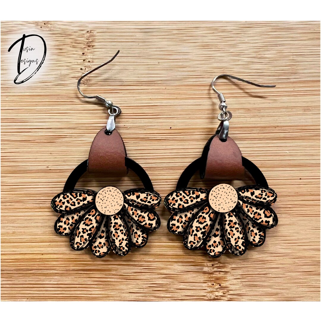 Open Flower Round, Cheetah Print Flower Design, Sublimation Leather ...