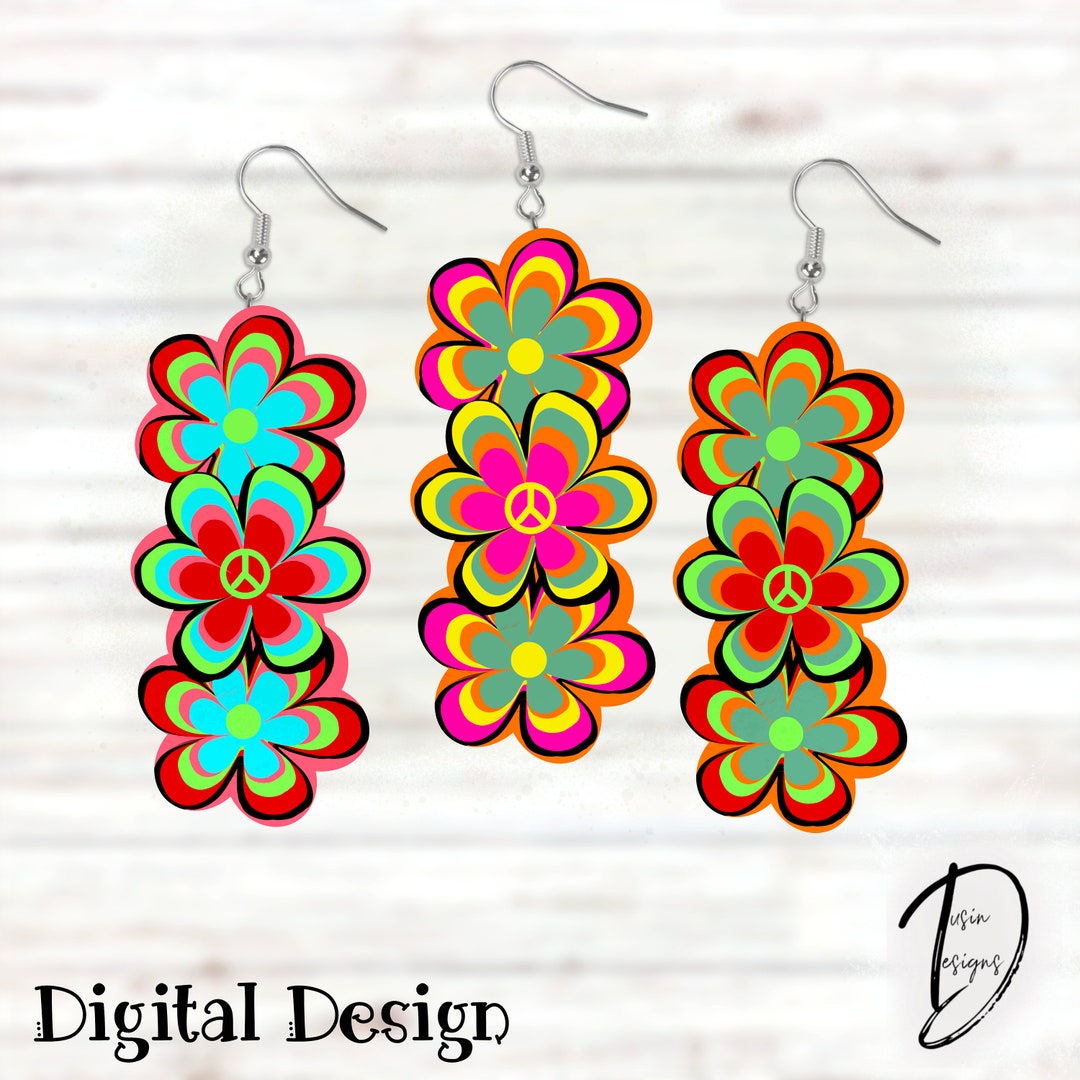 Triple Flower PNG, Triple Flower Earring PNG, - Etsy