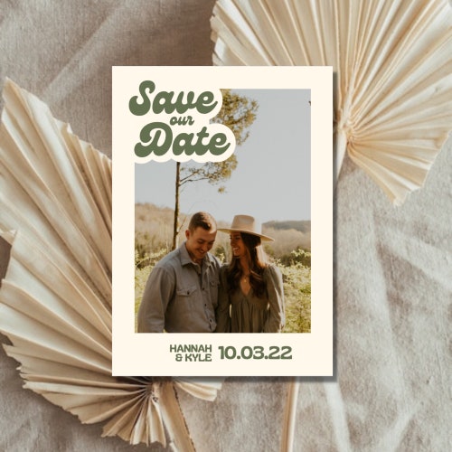 Retro Save the Date Template Retro Copper Wedding Date - Etsy
