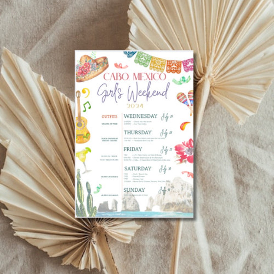 Girls Weekend - Disco Fiesta Palm Tree Cabo Party Invitation W ...