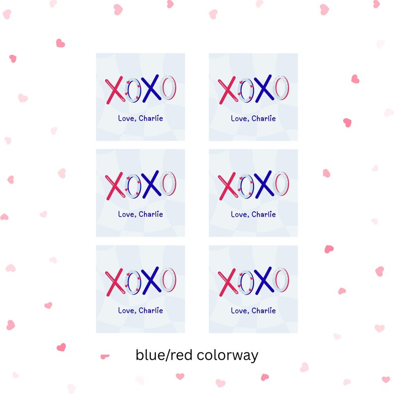 Digital Template for Classroom Valentines - Xoxo Design in Multiple ...