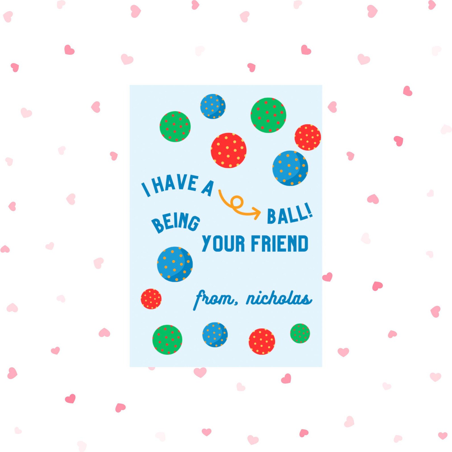 Digital Template for Classroom Valentines - Bouncy Ball Design - Etsy