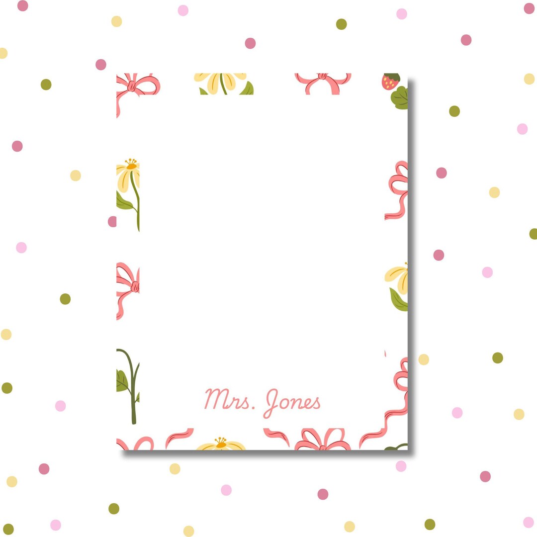 Floral Notepad Digital Template - Customize and Print Multiple Size ...