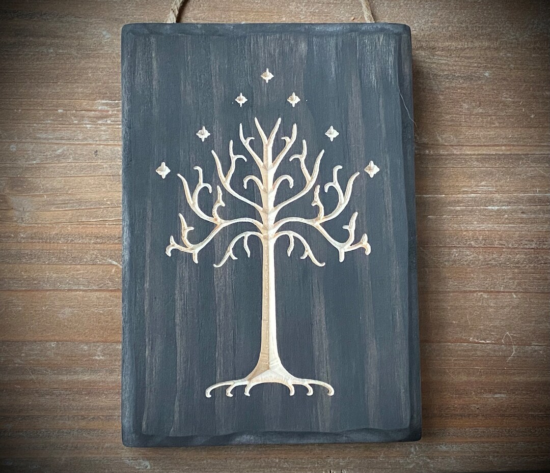 Tree of Gondor Distressed Black Engraved Solid Wood Sign/plaque. Great ...