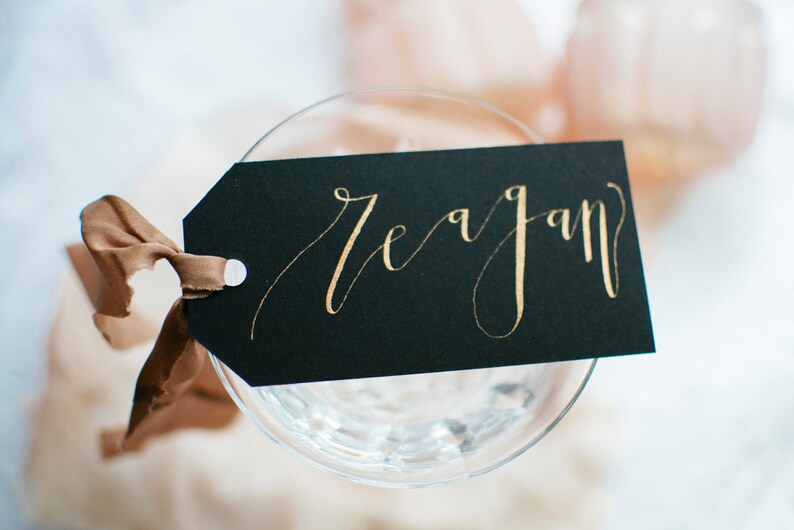 Modern Calligraphy Gift Tags With Rose Gold Ink Personalized - Etsy UK