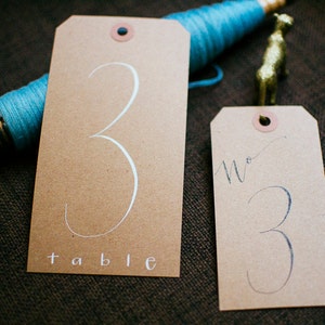 Modern Calligraphy Kraft Tag Table Numbers | Rustic | Manila Gift Tags ...