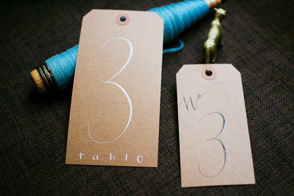 Modern Calligraphy Kraft Tag Table Numbers Rustic Manila - Etsy