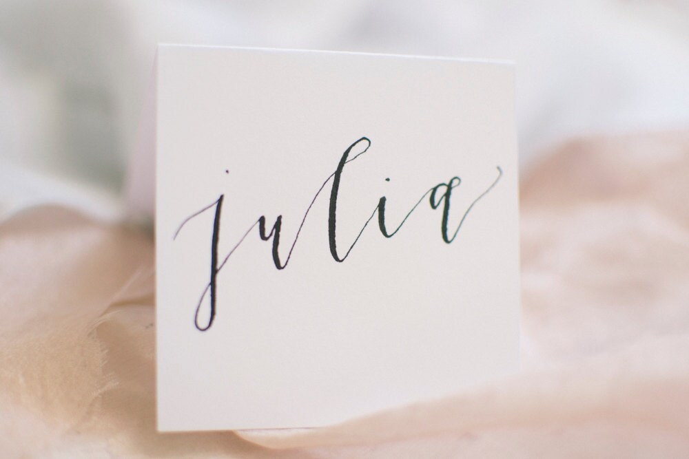 Modern Calligraphy Square Place Cards Escort Cards Wedding | Etsy
