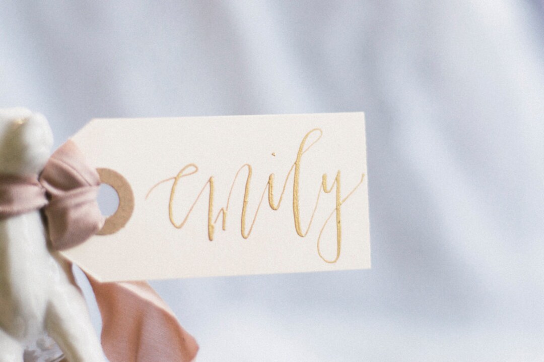 Modern Calligraphy Manila Gift Tag With Gold Ink Place Cards Wedding ...
