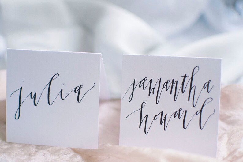 Modern Calligraphy Square Place Cards Escort Cards Wedding | Etsy
